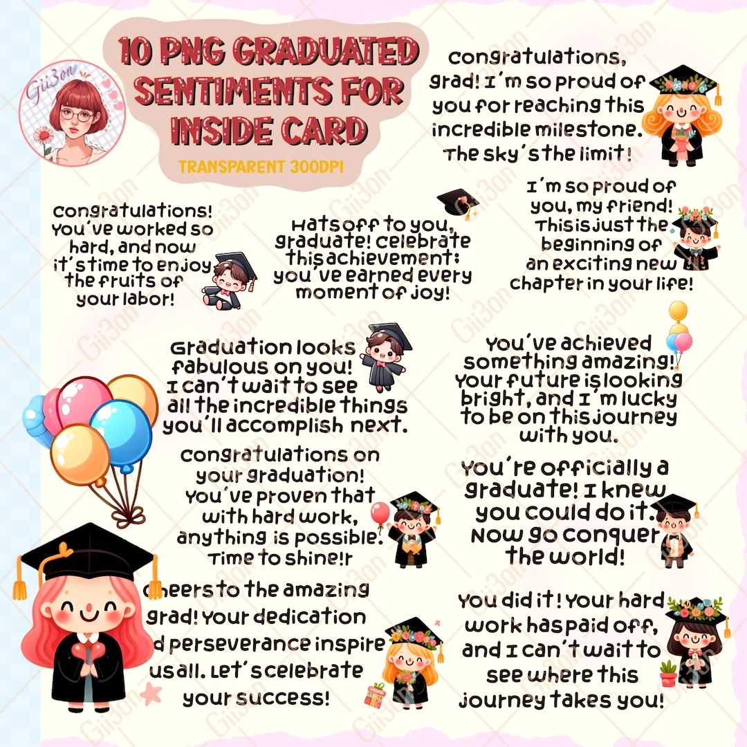 Graduation Card Sentiments: Clip Art Quotes (digital Stamp Bundle) - Etsy
