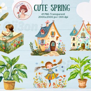 Cute Spring Clipart Bundle, Spring Clipart, Spring Girl Clipart, Spring ...