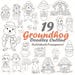 Groundhog Day, Doodles, Outline Cute, Element, Digital Download ...