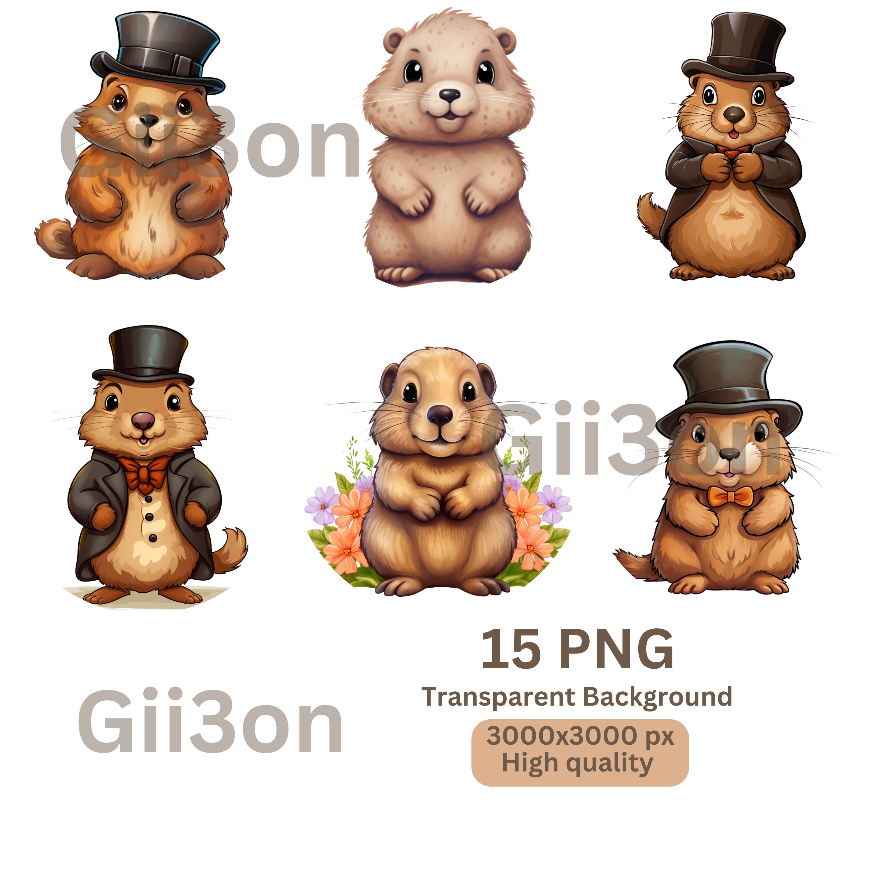 Groundhog Day, Clip Arts, Cute, Element, Digital Download, Colorful ...