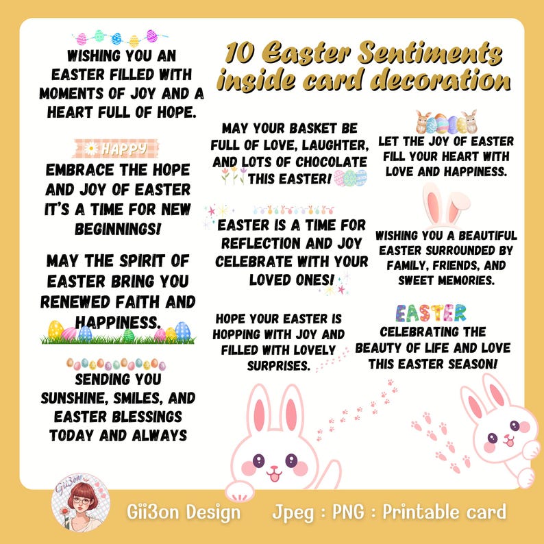 10 Easter Sentiments, Png, Transparent, Printable, Card Inside, Jpeg ...