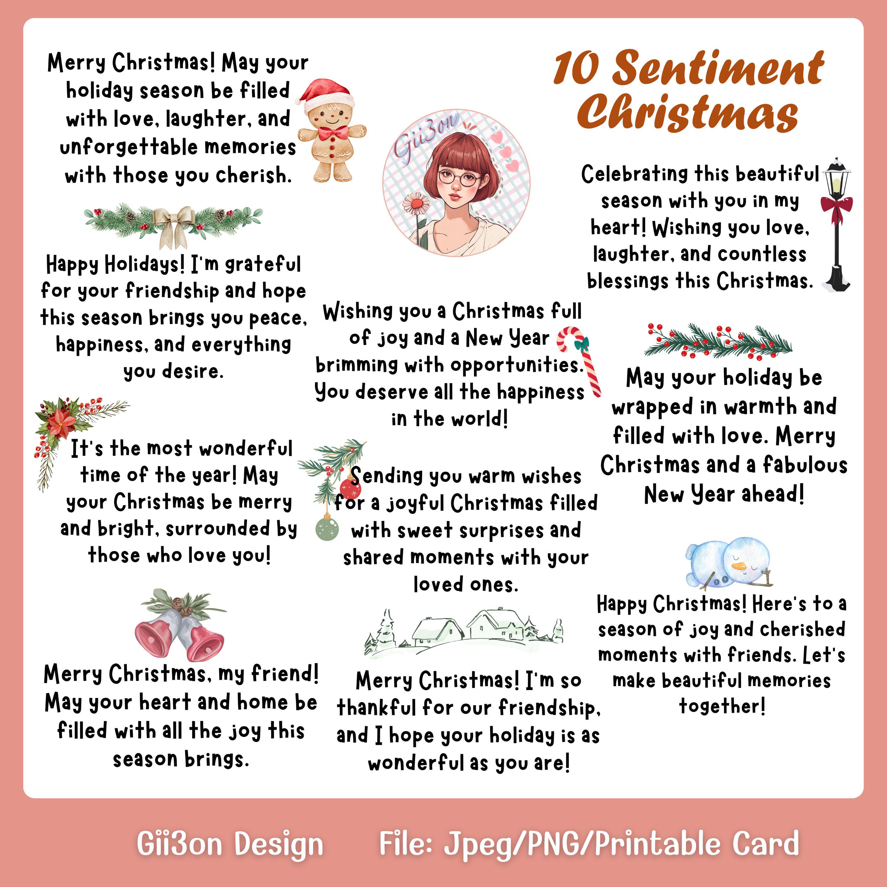 10 Kawaii Christmas Sentiment Clipart Set | Cute Holiday Quotes ...