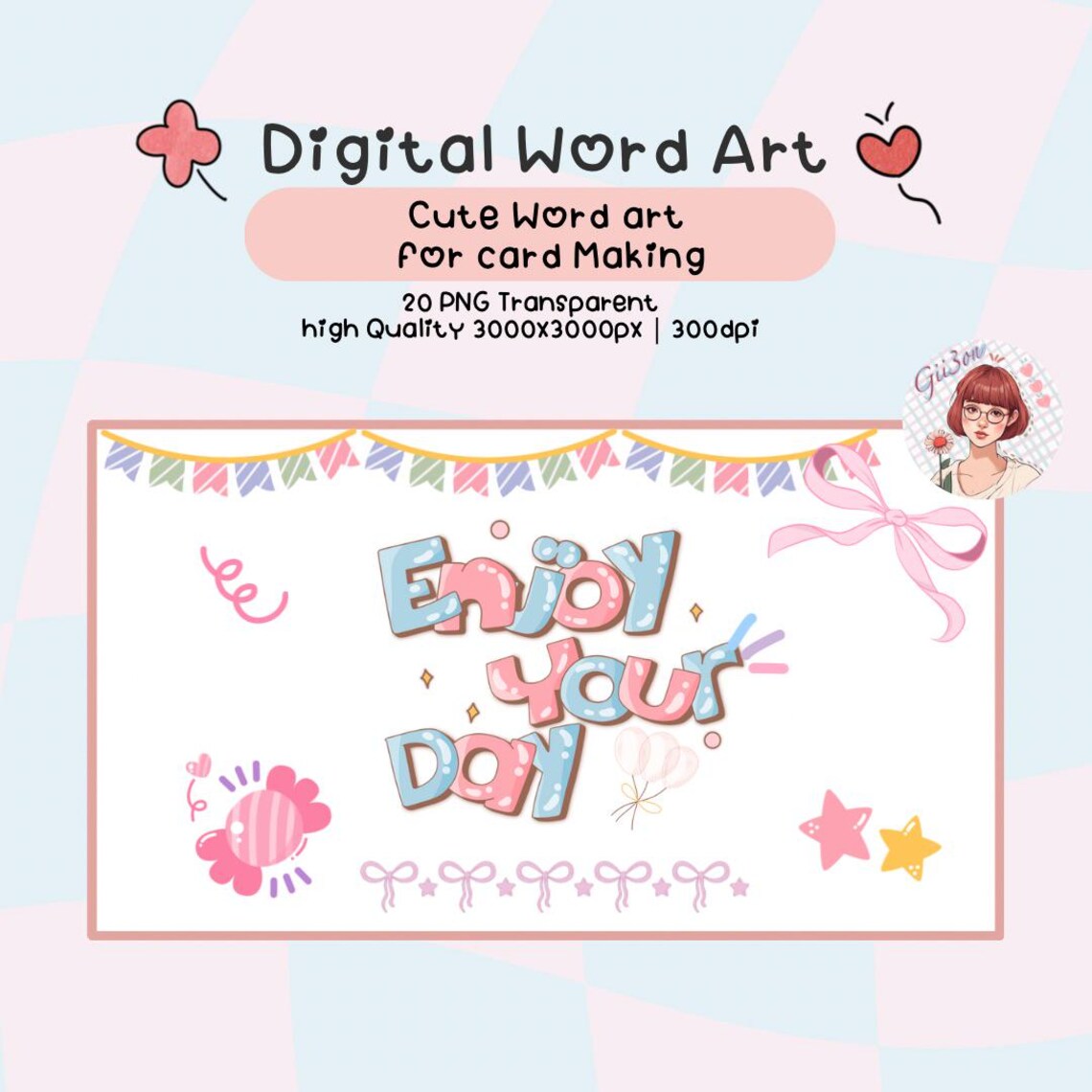 Cute Word Art for Card Making, Digital Download, Clipart, Pastel Word ...