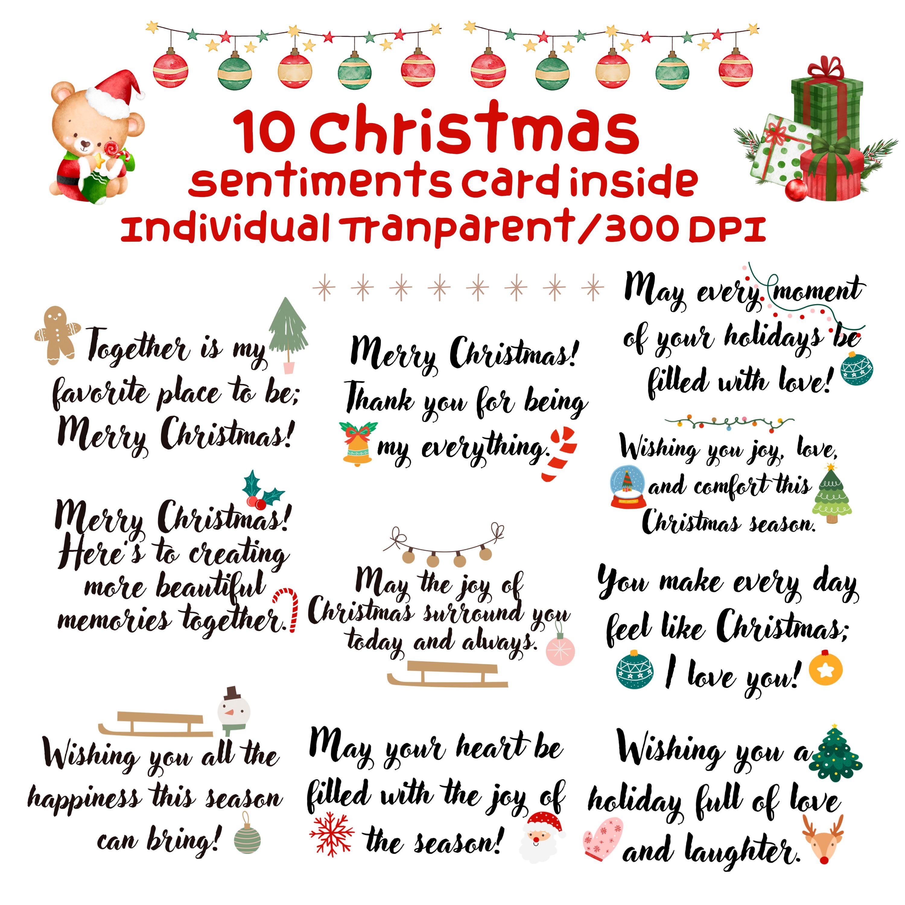 Christmas Card Sentiments 'for the Inside' Digital Stamp Bundle, Clip ...