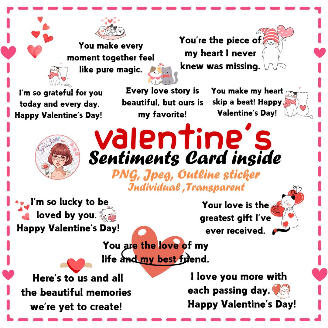 Valentine Note Card Sentiments 'for the Inside' Digital Stamp Bundle ...