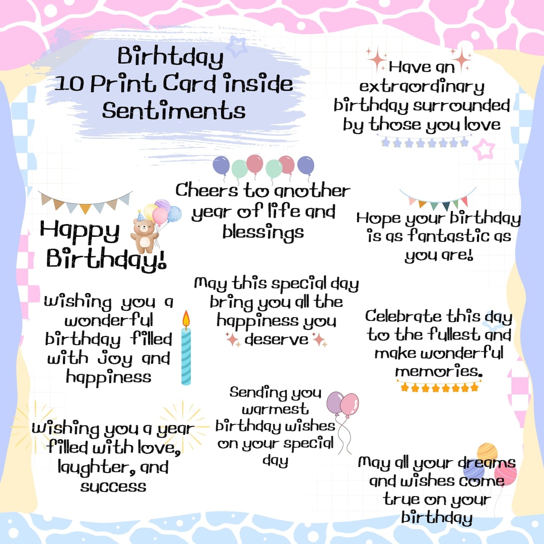 Birthday Card Sentiments Digital Stamp Bundle: Clip Art Quotes (PNG) - Etsy