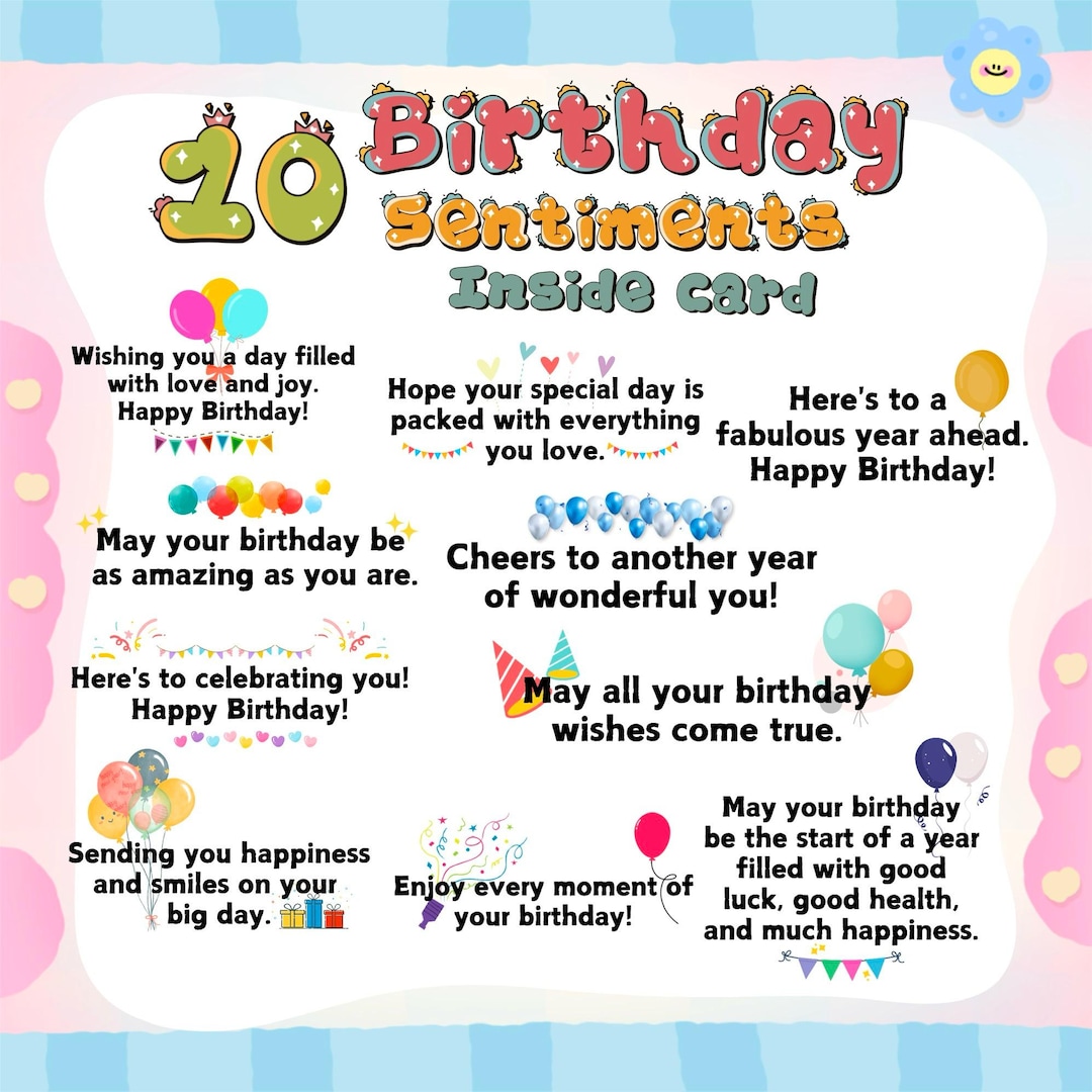 Birthday Card Sentiments Digital Stamp Bundle: Word Art Quotes (PNG) - Etsy