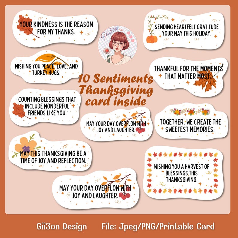 Thanksgiving Sentiment Bundle | 10 Fall Quotes PNG JPEG PDF | Printable ...
