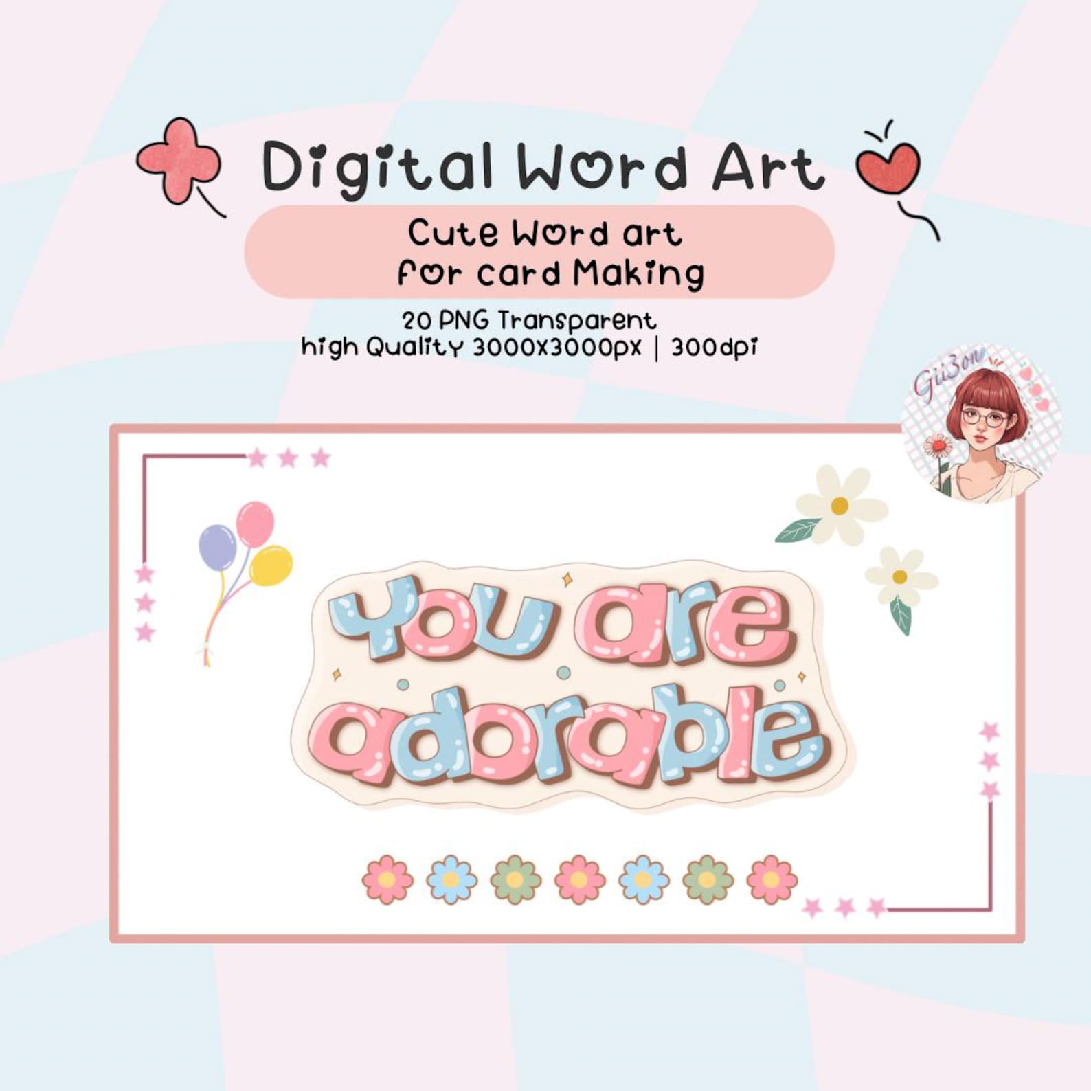 Cute Word Art for Card Making, Digital Download, Clipart, Pastel Word ...