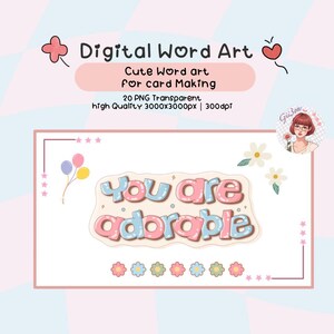 Cute Word Art for Card Making, Digital Download, Clipart, Pastel Word ...