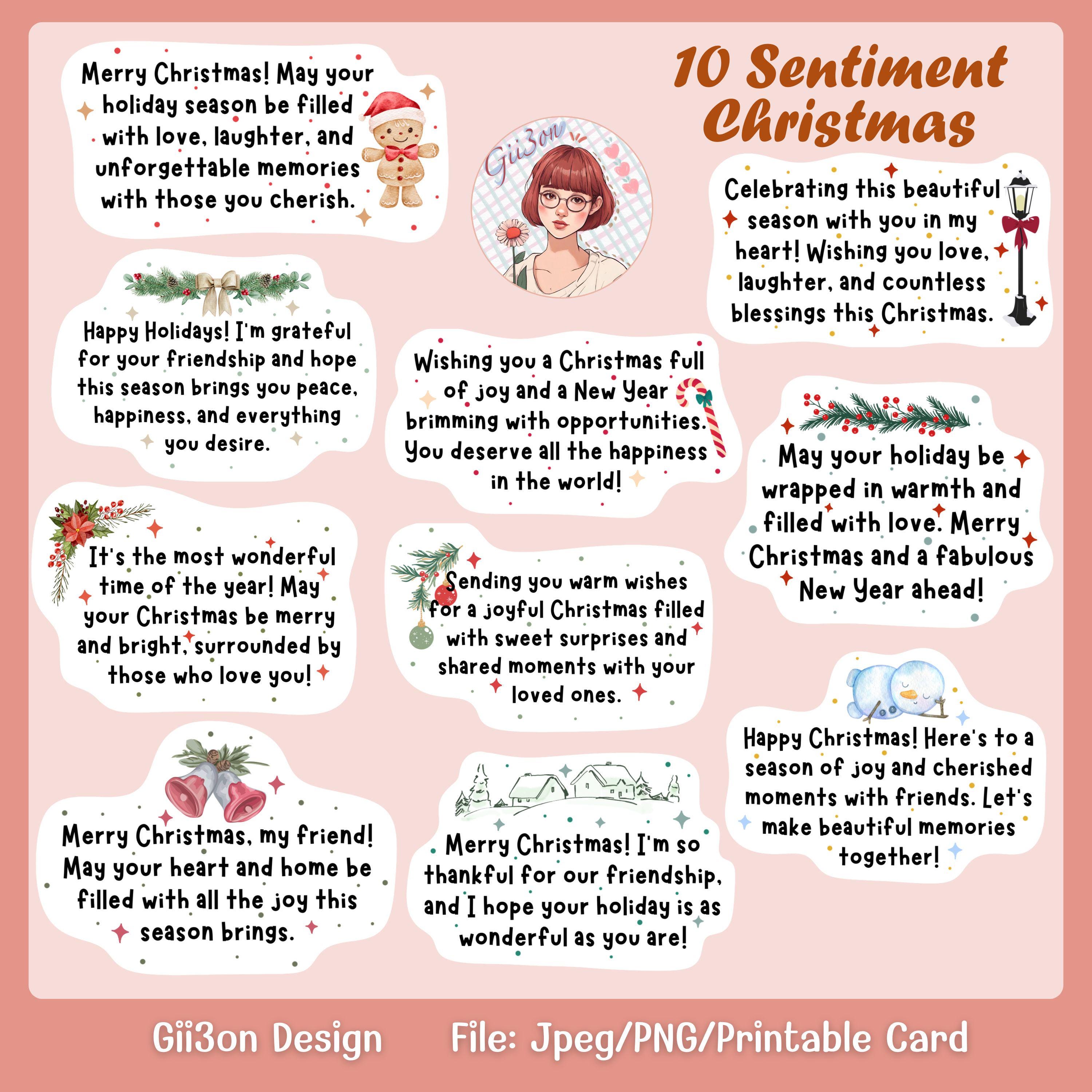 10 Kawaii Christmas Sentiment Clipart Set | Cute Holiday Quotes ...