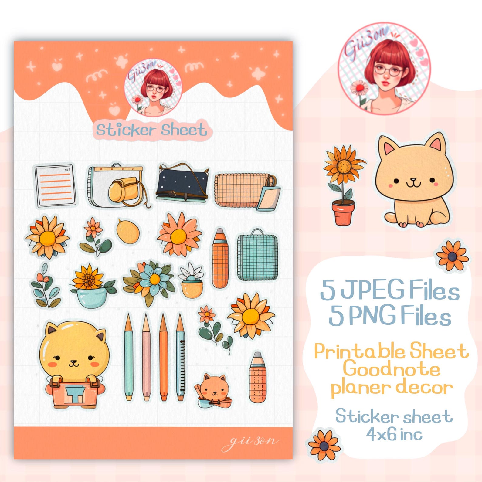 Cute Printable Sticker Sheet Bundle | Planner Sticker Sheet | Sticker ...