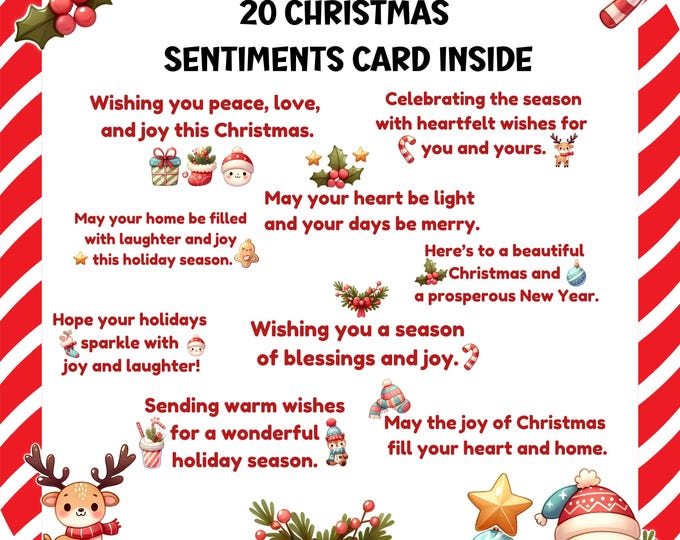 Christmas Card Sentiments 'for the Inside' Digital Stamp Bundle, Clip ...