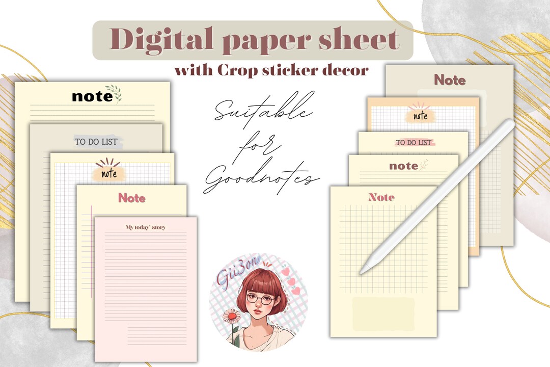 Digital Note Paper, Digital Notes, Note Paper, Digital Paper, Lined ...
