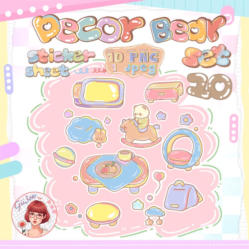 Decor Bear Set10 Cute Hand Drawn Decoration for Card Making or Things ...