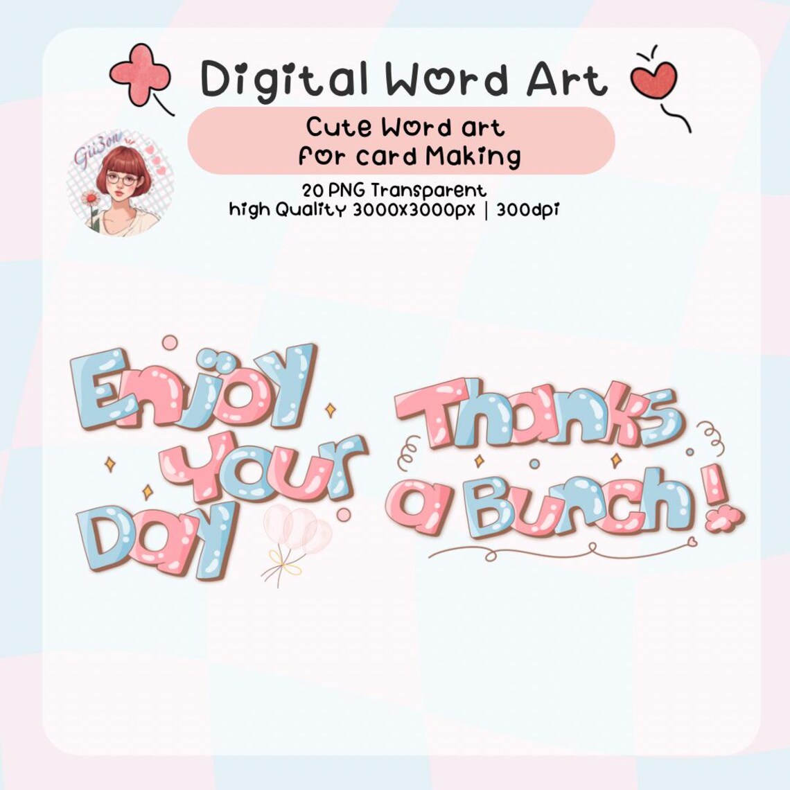 Cute Word Art for Card Making, Digital Download, Clipart, Pastel Word ...
