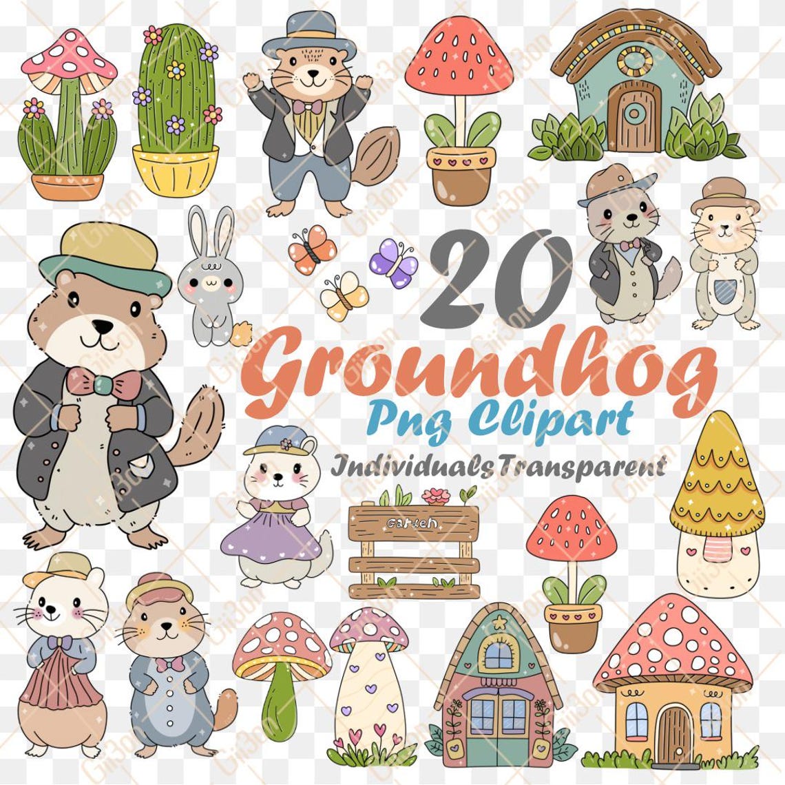 Groundhog Day Clipart, Cute Animal Png, Marmot Clipart, Spring ...