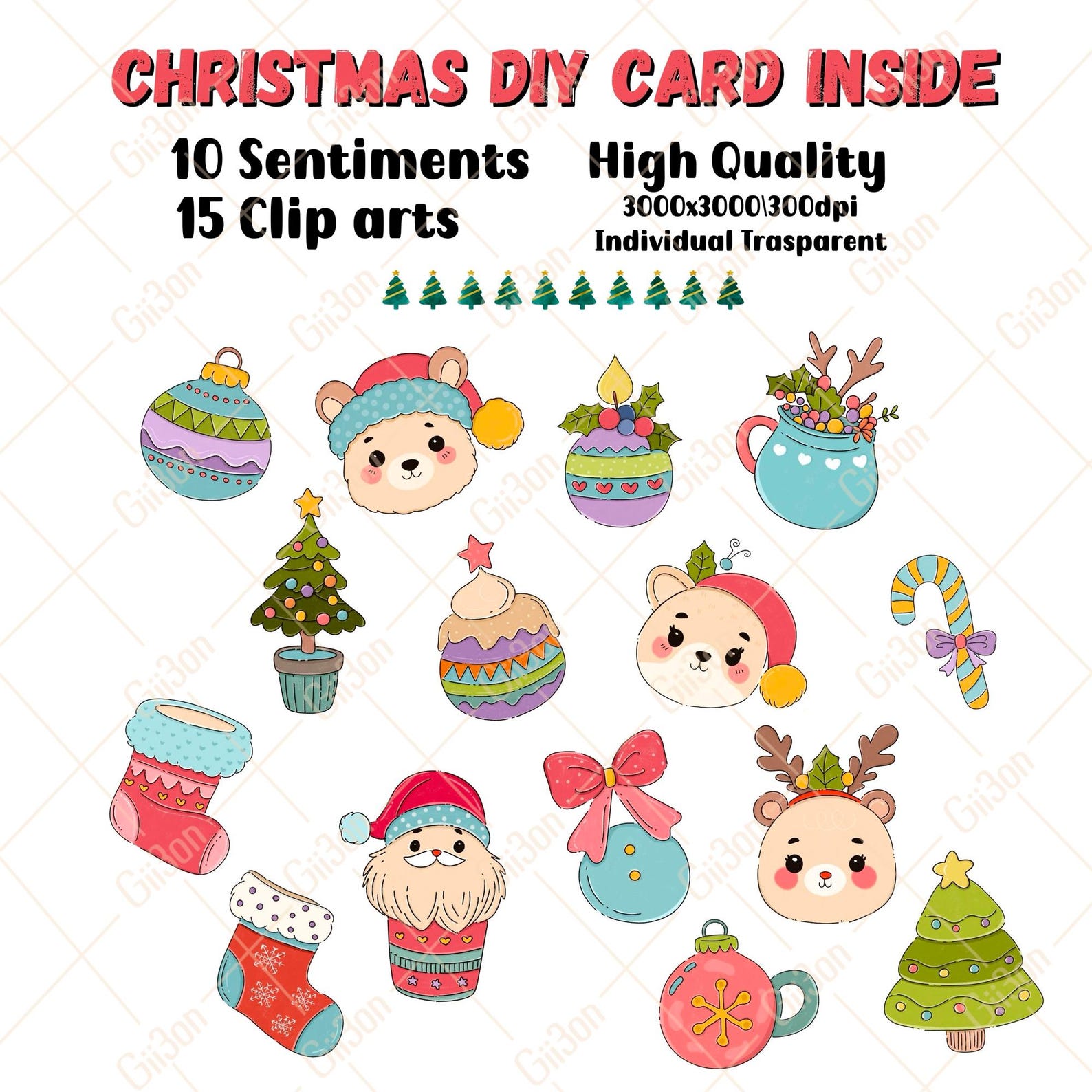 Christmas Card Sentiments Digital Stamp Bundle: DIY Clip Art (PNG) - Etsy