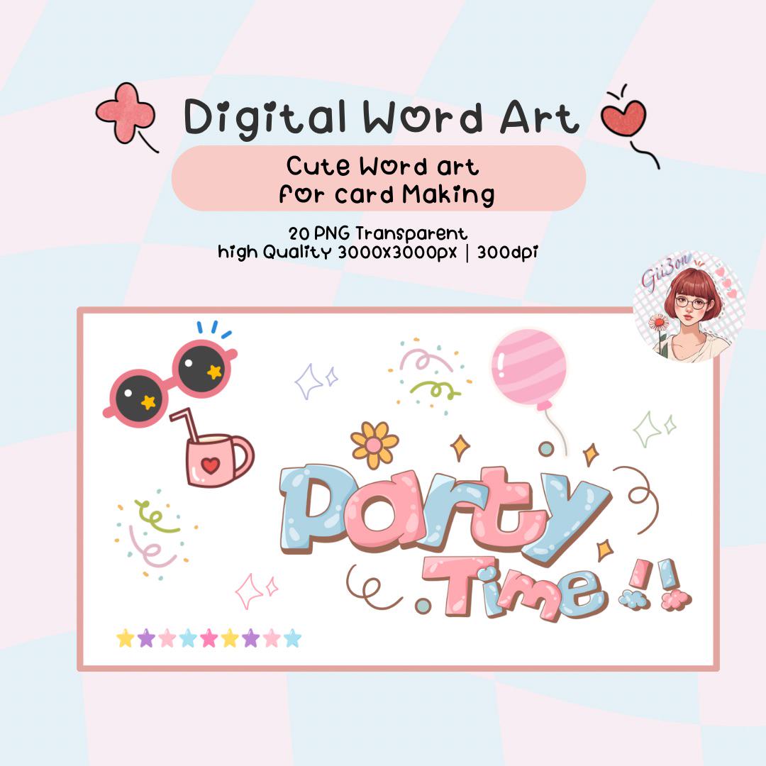 Cute Word Art for Card Making, Digital Download, Clipart, Pastel Word ...