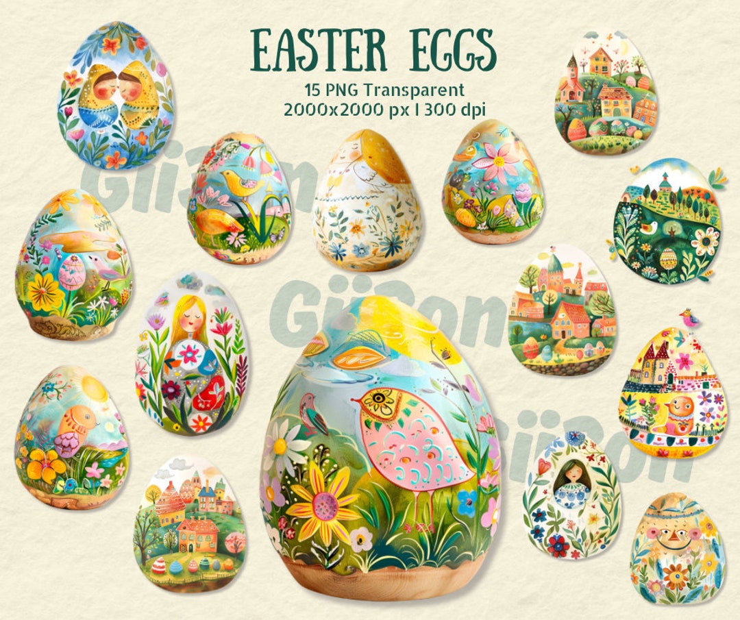 Easter Eggs Clipart: Watercolor Spring Designs (digital Download) - Etsy