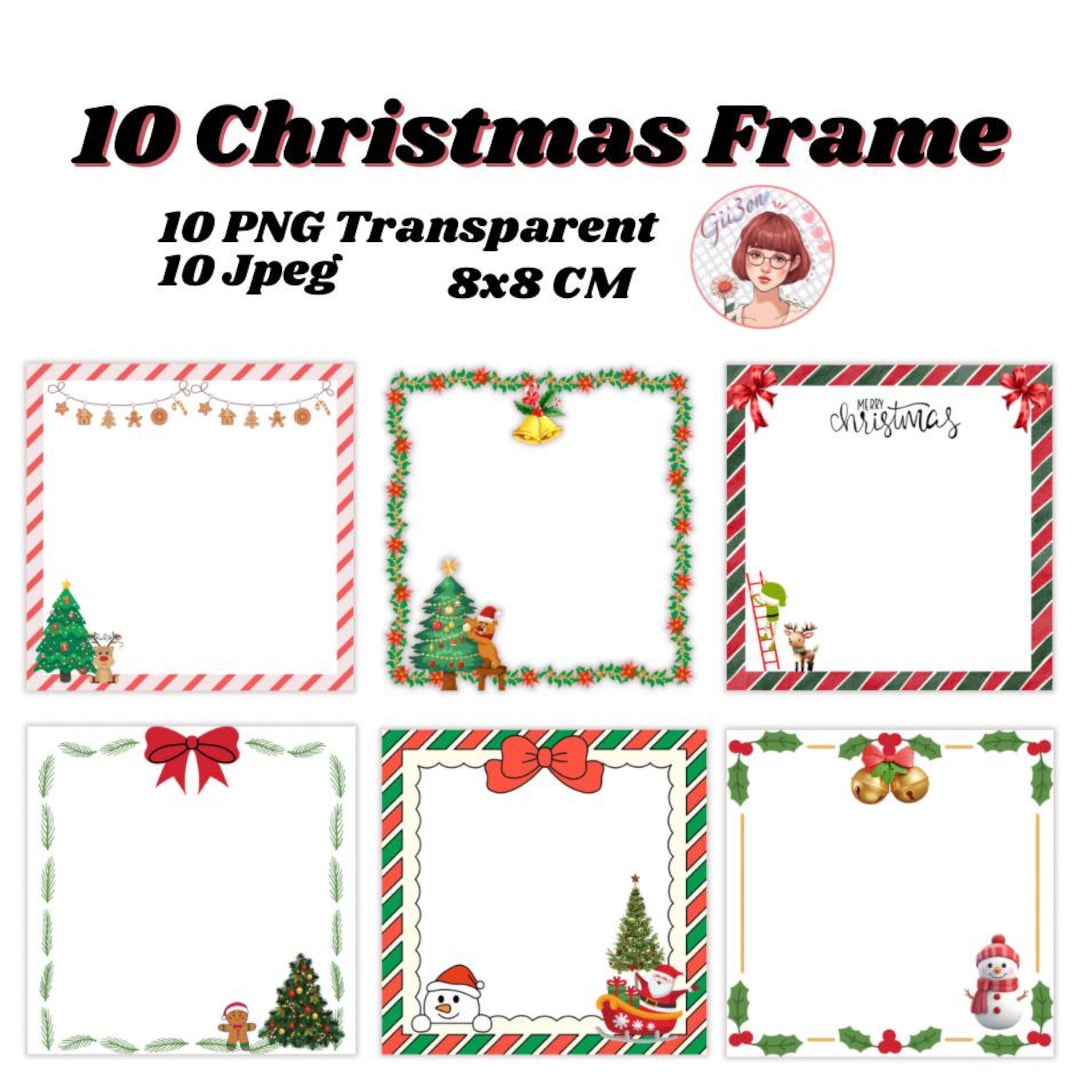 Christmas Frames Transparent Background PNGS Digital Download/christmas ...