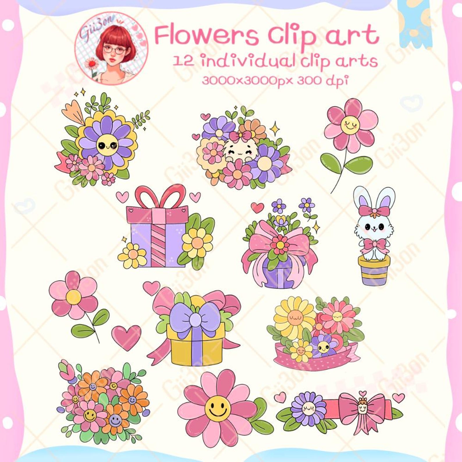 Flowers PNG - Cute Little Flowers Clipart - Outline With Colour ...