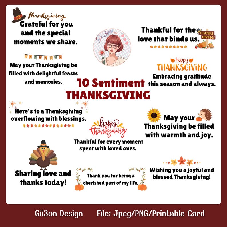 Thanksgiving Sentiment Bundle | Fall Gratitude Quote Stickers ...
