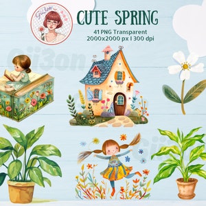 Cute Spring Clipart Bundle, Spring Clipart, Spring Girl Clipart, Spring ...