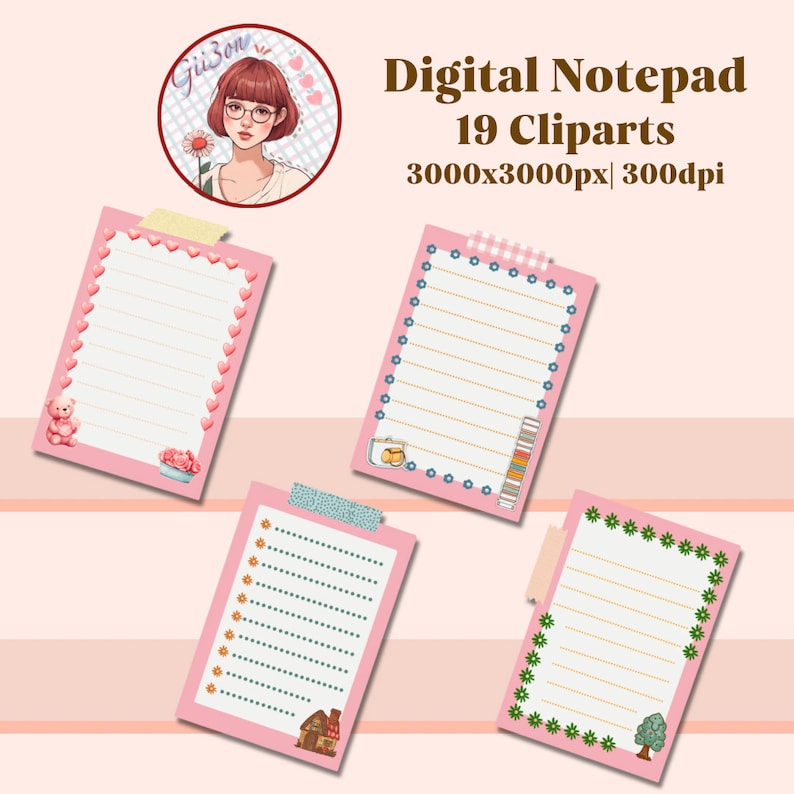 Notepads, Cute Sticky Tape, Clipart, Cute Pastel Digital Note, Png ...