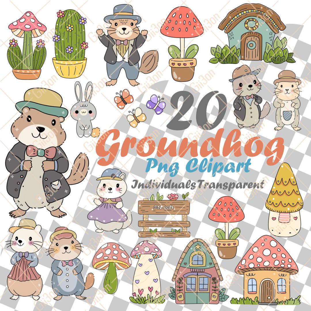 Groundhog Day Clipart, Cute Animal Png, Marmot Clipart, Spring ...