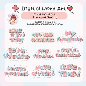 Cute Word Art for Card Making, Digital Download, Clipart, Pastel Word ...