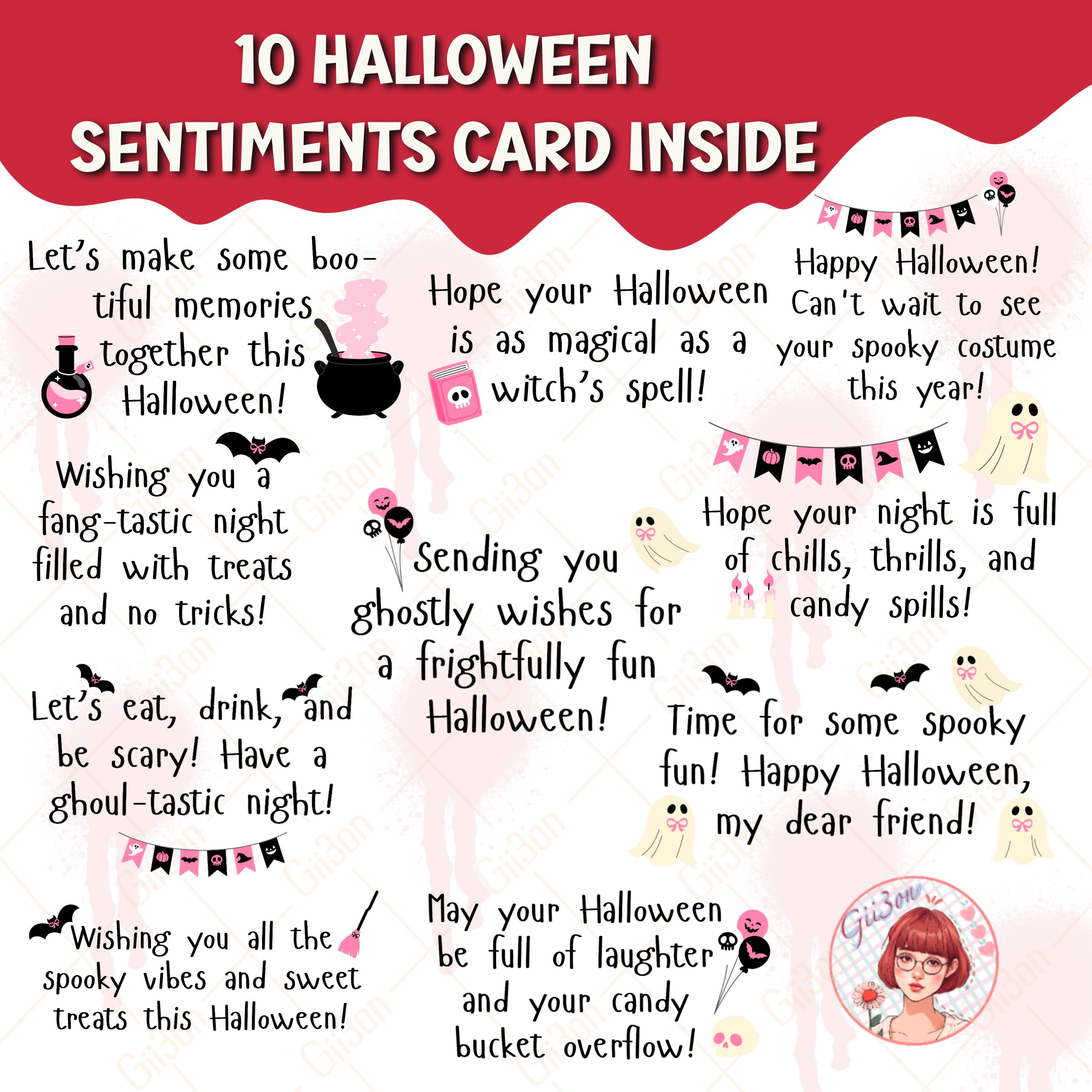 Halloween Card Sentiments Digital Stamp Bundle: Word Art Quotes (PNG ...