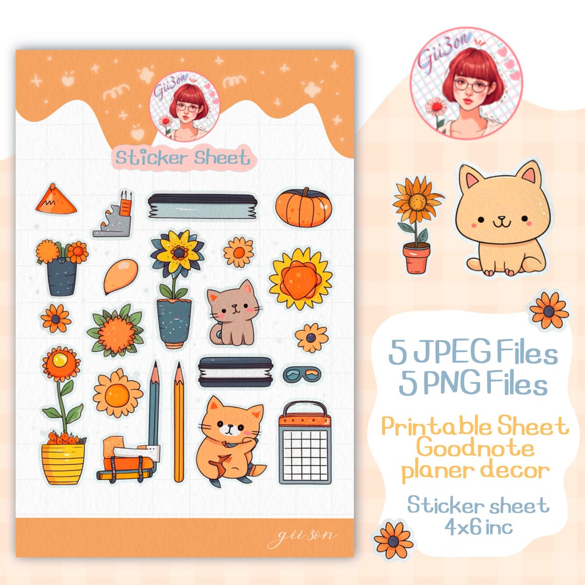 Cute Printable Sticker Sheet Bundle | Planner Sticker Sheet | Sticker ...