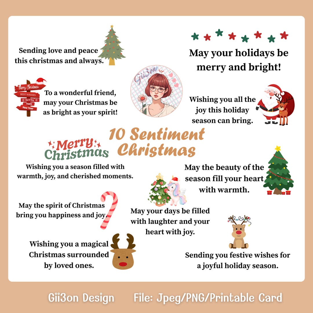 10 Christmas Sentiment Cards | Holiday Printable Quotes | PNG & JPEG ...