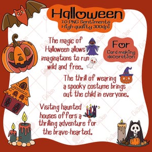 Halloween Card Sentiments: Digital Stamp Bundle (PNG) - Etsy