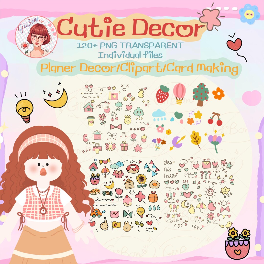 Planner Colourful Clipart Bundle, Hand Drawn Sticker Graphics ...