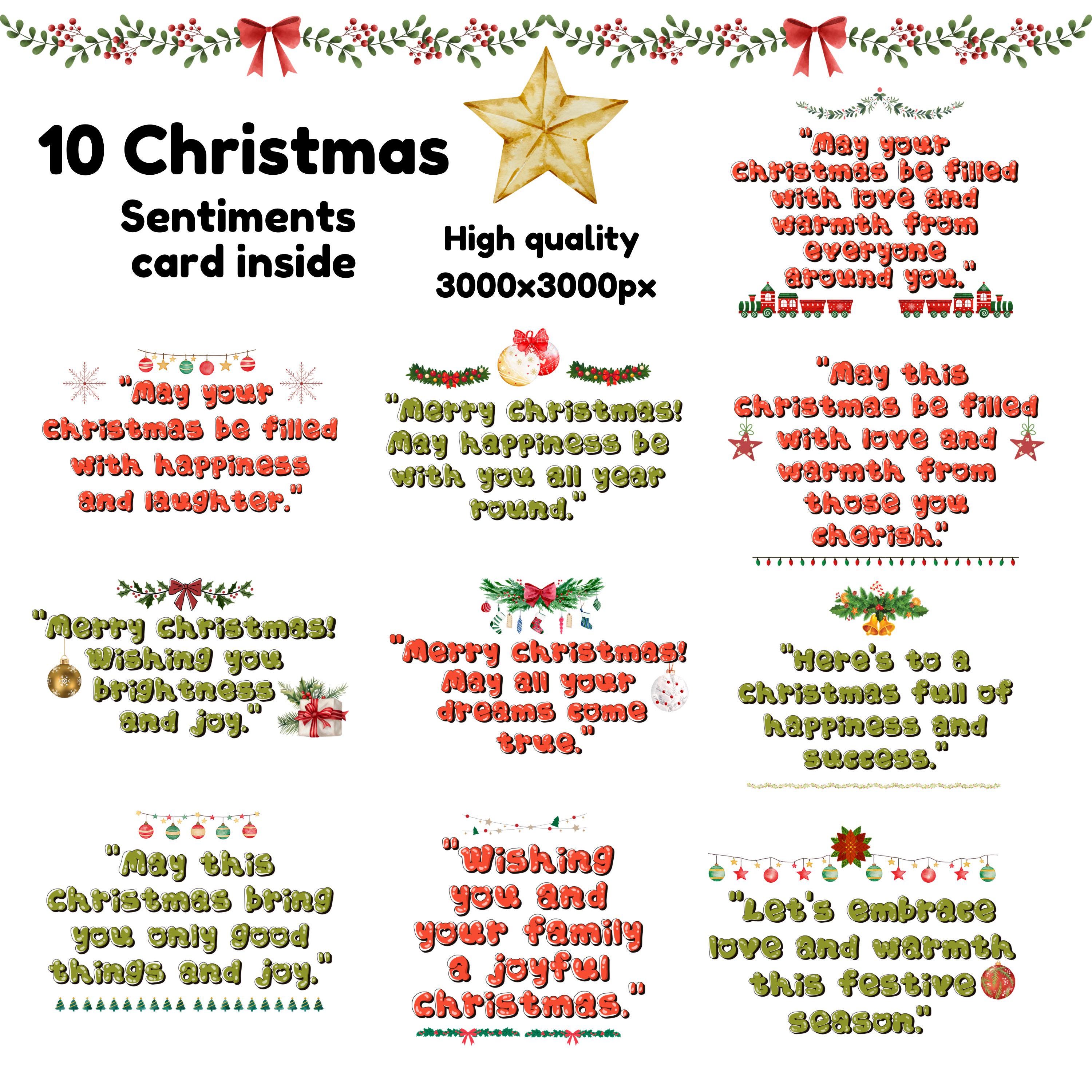 Christmas Card Sentiments 'for the Inside' Digital Stamp Bundle, Clip ...