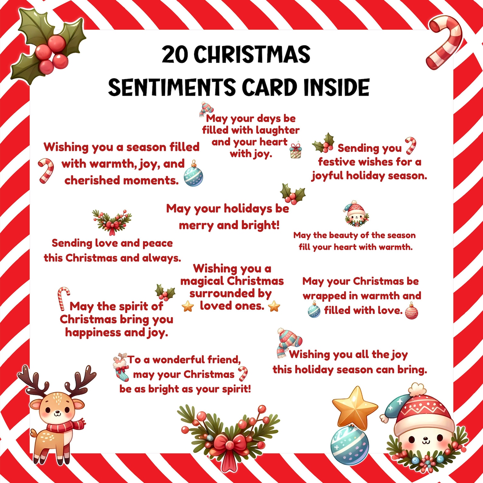 Christmas Card Sentiments 'for the Inside' Digital Stamp Bundle, Clip ...