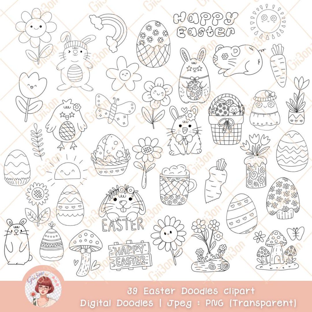Groovy Easter Doodles, Doodles Arts, Colouring, Png, Transparent ...