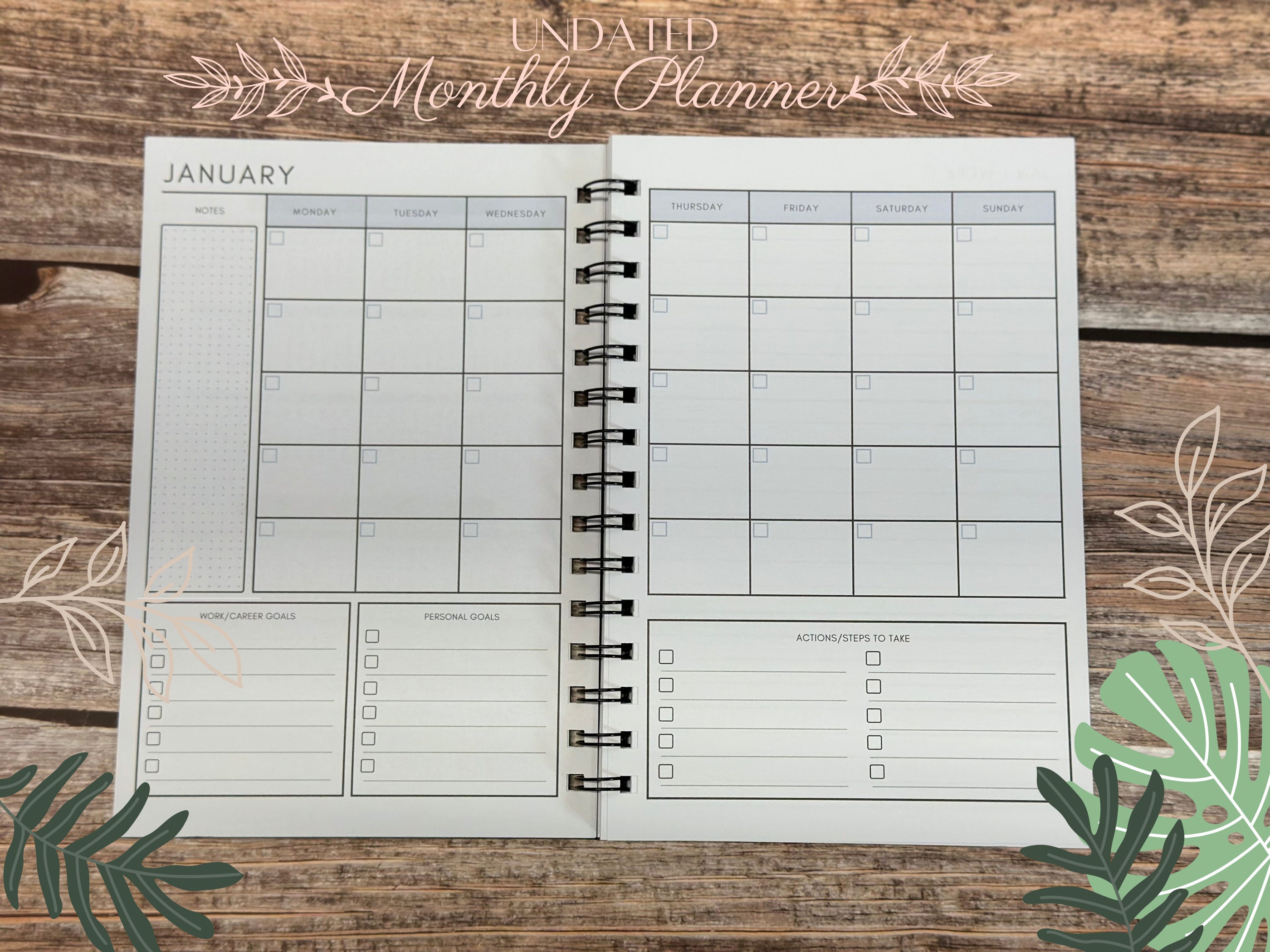 Personalized Leather Planner Undated A5 Daughter Leather Planner Cover ...