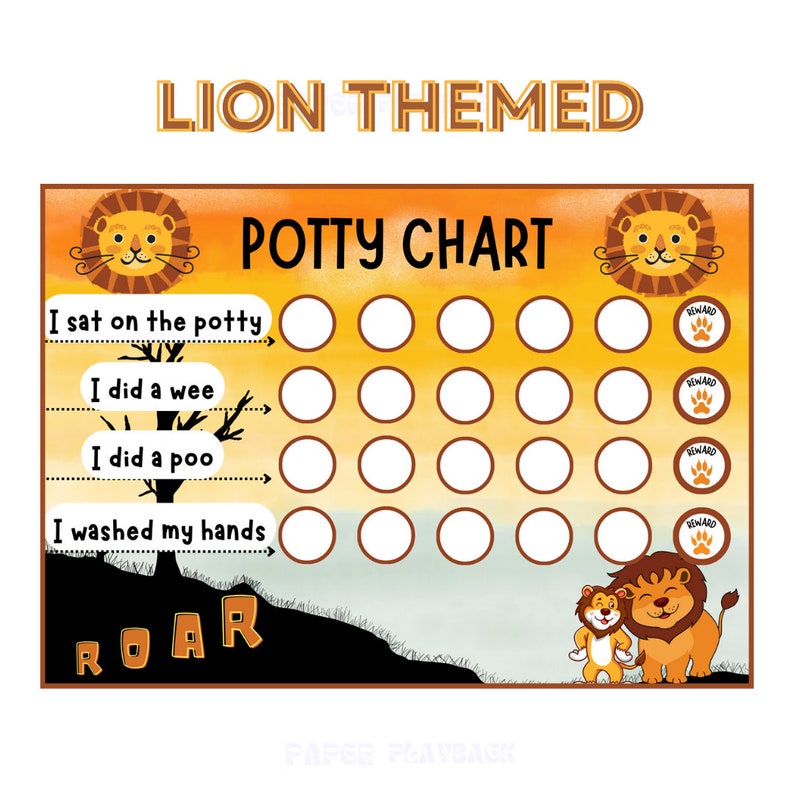 Lion Reward Chart, Kids Reward Chart, Printable Reward Chart, Preschool ...