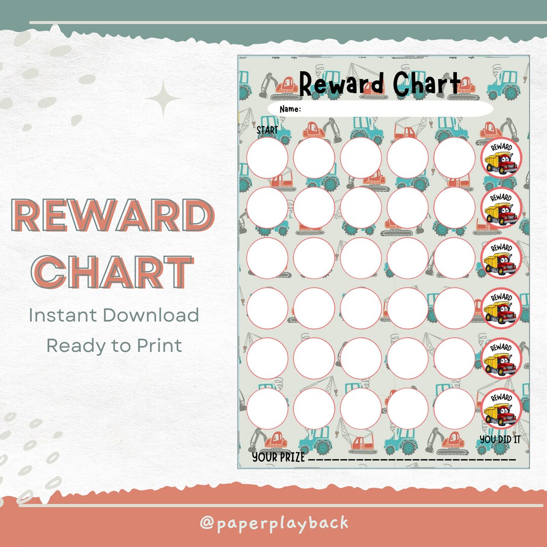 Monster Truck Reward Chart, Kids, Boy, Tracker, Chores, Encouragement ...