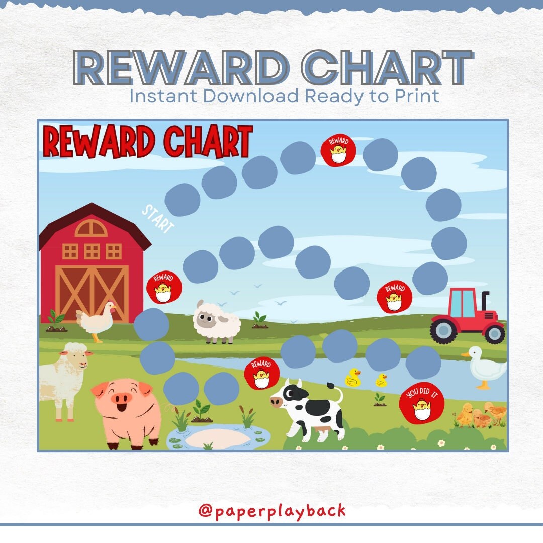 Animal Farm Reward Sticker Chart Printable, Motivation Training Chart ...