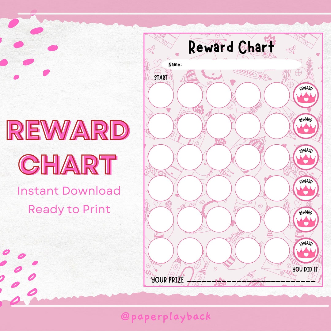 Pink, Reward Chart, Toddler Reward Chart, Reward Chart Printable, Kids ...