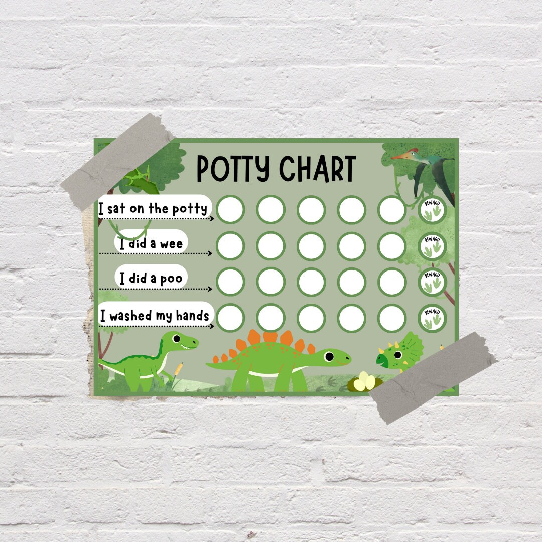 Printable Dinosaur Reward Chart Dinosaur Kids Potty Training Chart ...