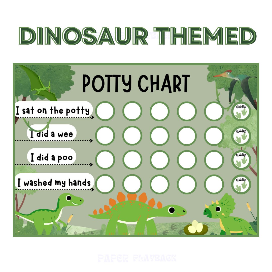 Printable Dinosaur Reward Chart Dinosaur Kids Potty Training Chart ...