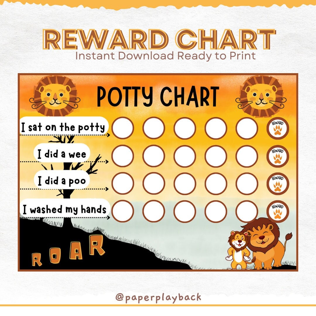Lion Reward Chart, Kids Reward Chart, Printable Reward Chart, Preschool ...