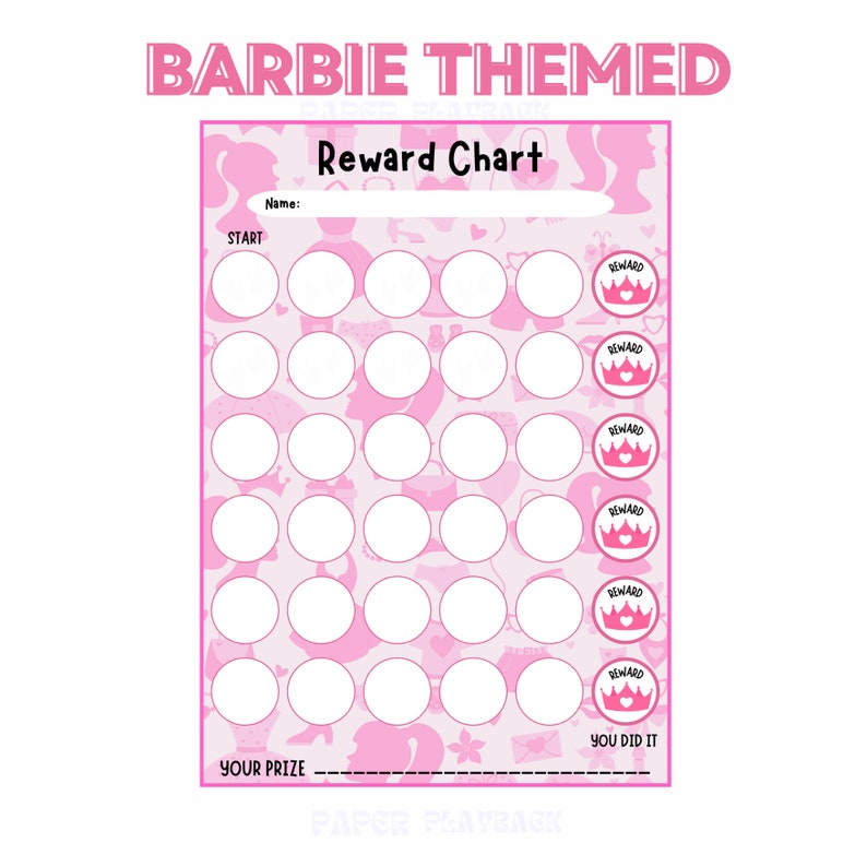 Barbie Reward Chart, Toddler Reward Chart, Reward Chart Printable, Kids ...