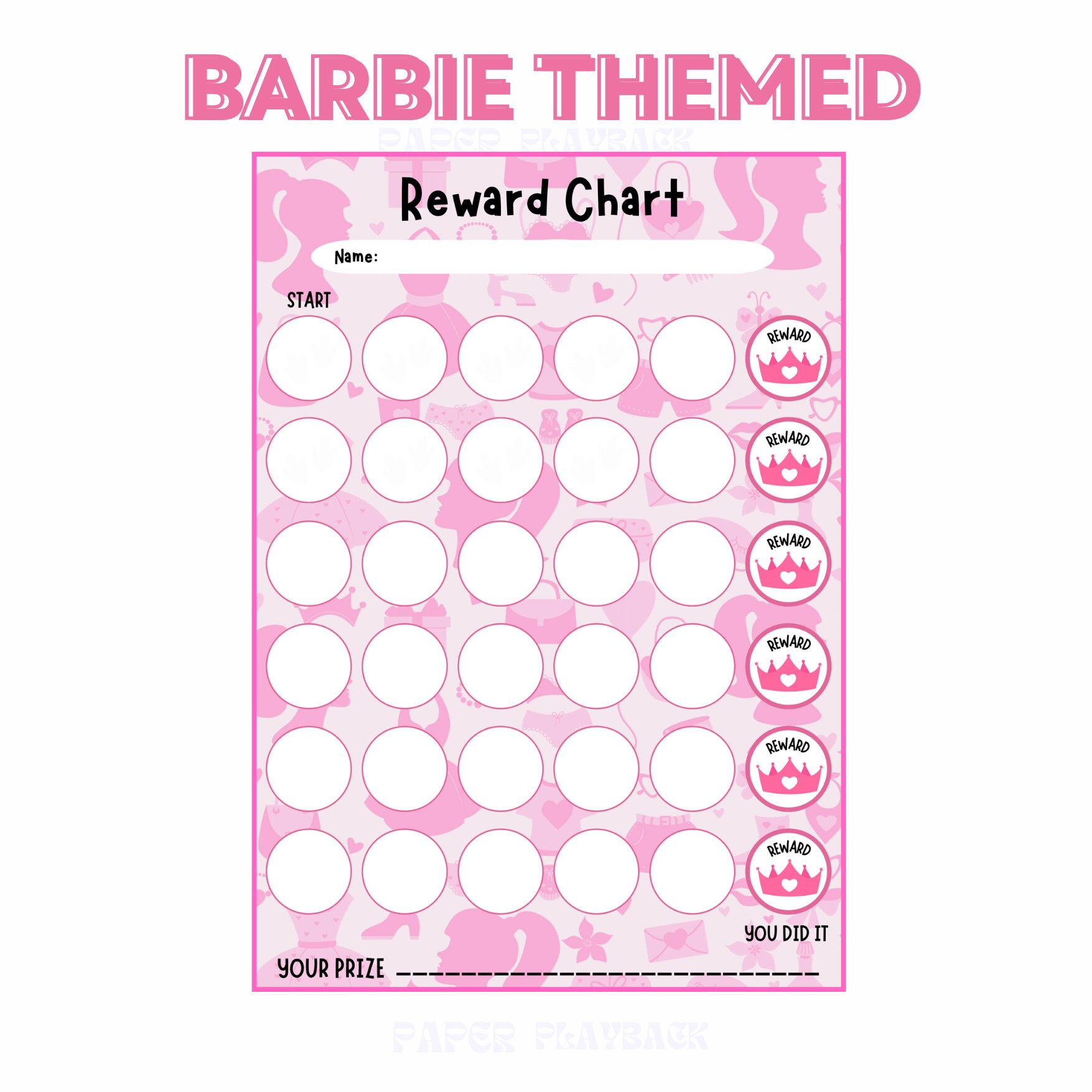Barbie Reward Chart, Toddler Reward Chart, Reward Chart Printable, Kids ...