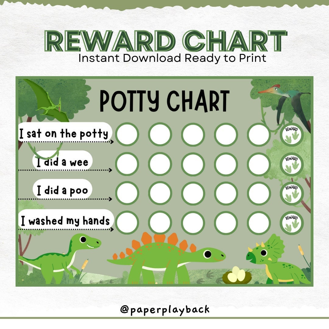 Printable Dinosaur Reward Chart Dinosaur Kids Potty Training Chart ...